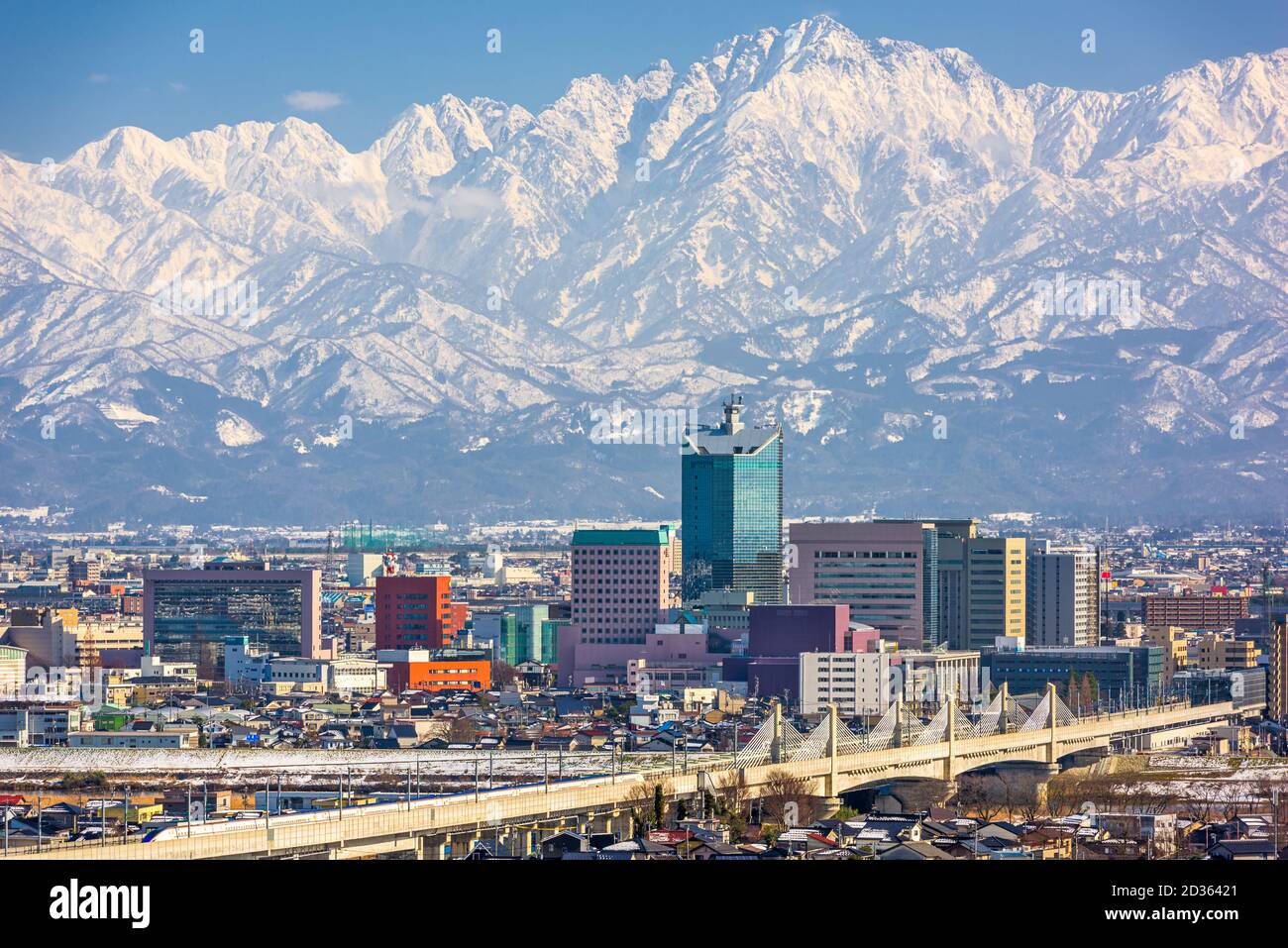 Toyama, Japan Skyline with Mt. Tateyama Stock Photo - Alamy