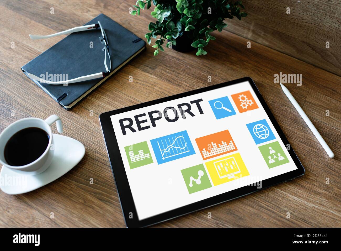 Financial report form on device screen. Business and finance concept ...