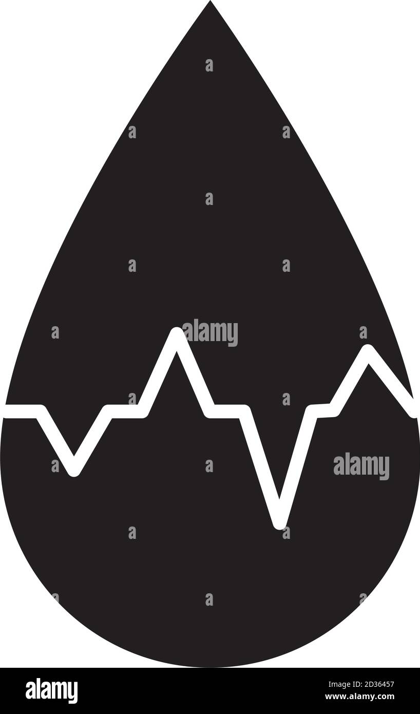 drop with pulse waves icon over white background, silhouette style ...