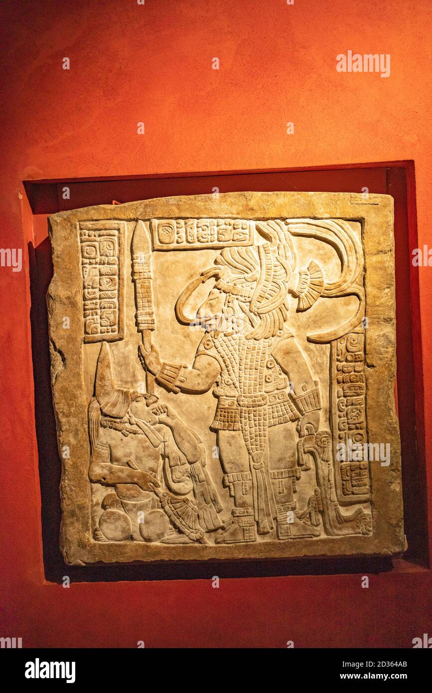 Carved Stone Aztec Panel in the British Museum in London England Stock ...