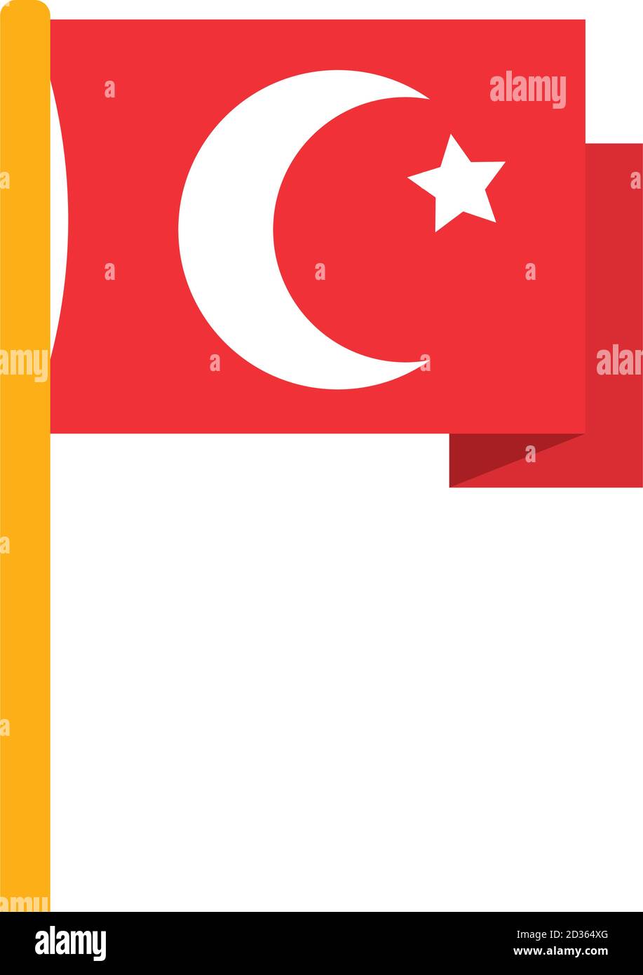 icon of turkish flag over white background, flat style, vector ...