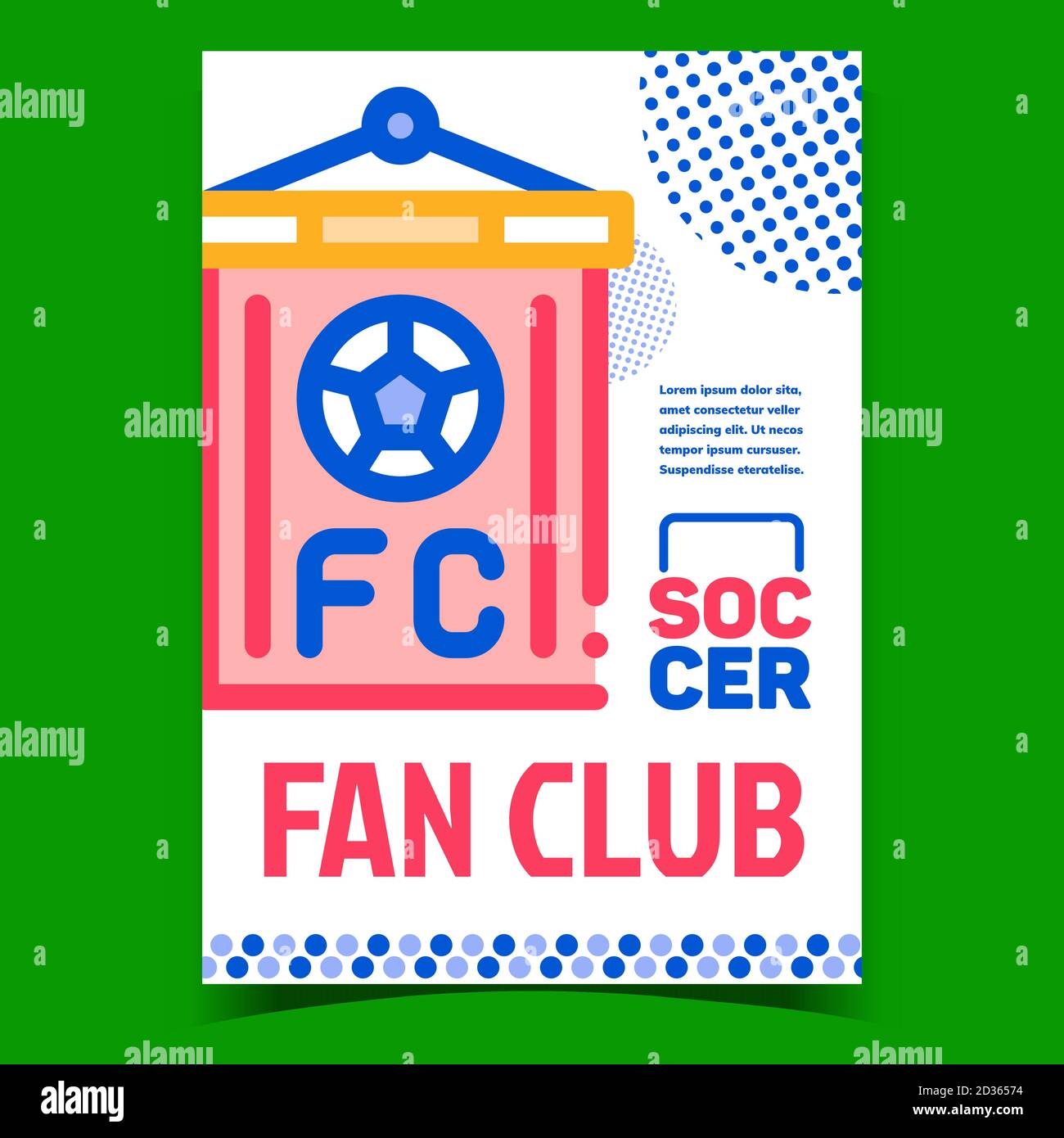 Fan Club Soccer Creative Promotional Poster Vector Stock Vector Image ...