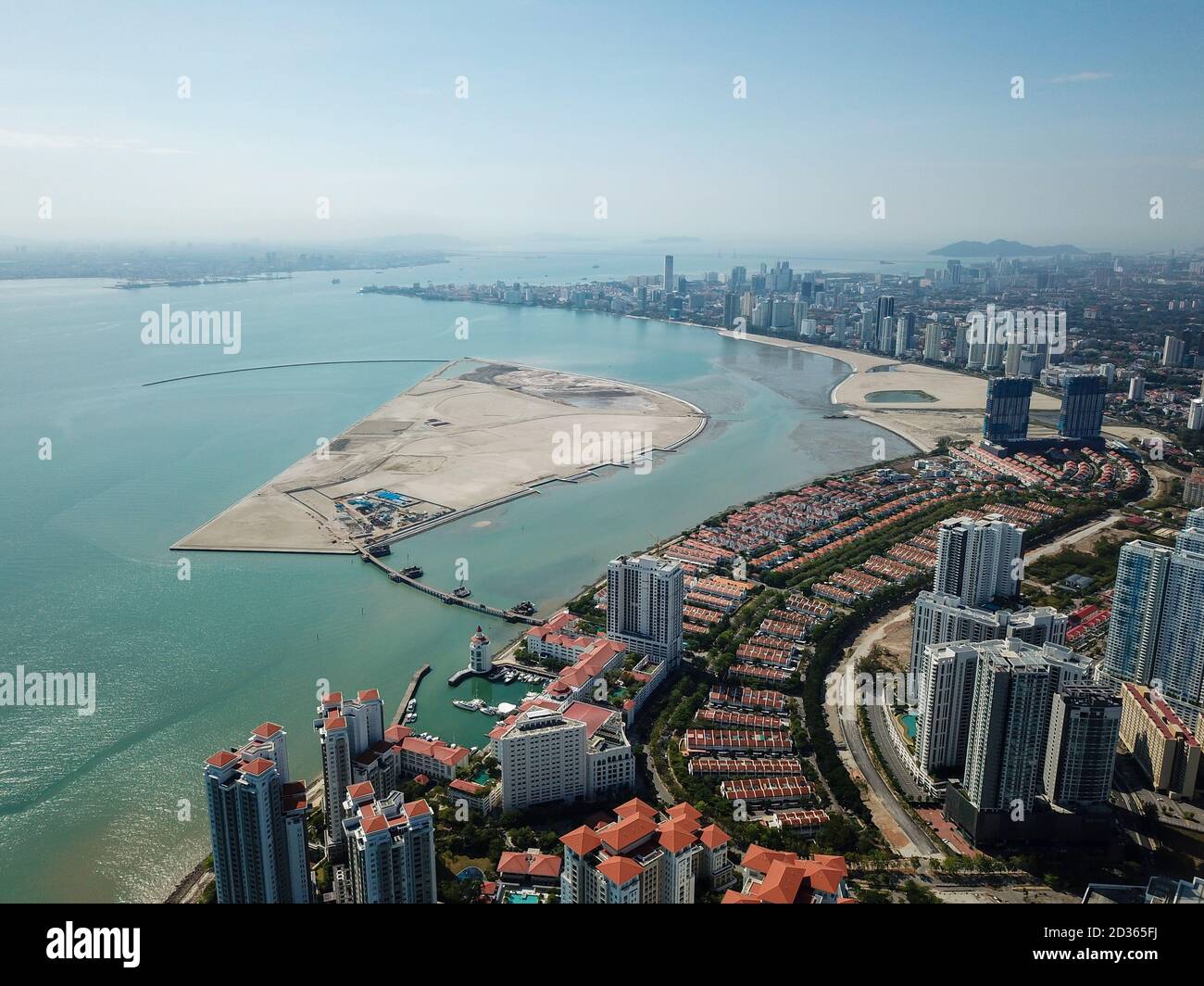 Georgetown, Penang/Malaysia - Feb 28 2020: Aerial view Seri Tanjung ...