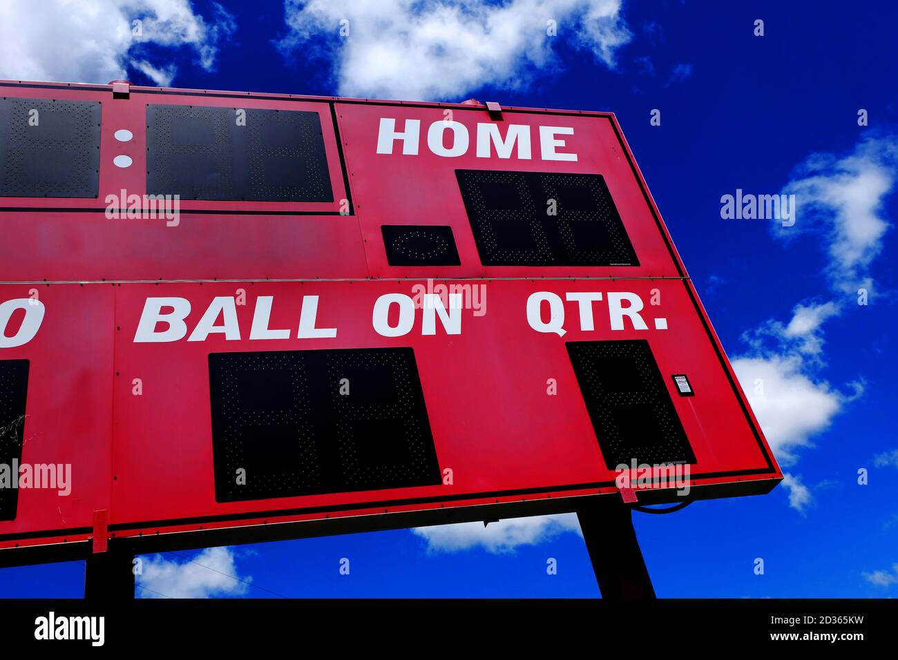 Baseball scoreboard red competition with blue sky and clouds Stock ...