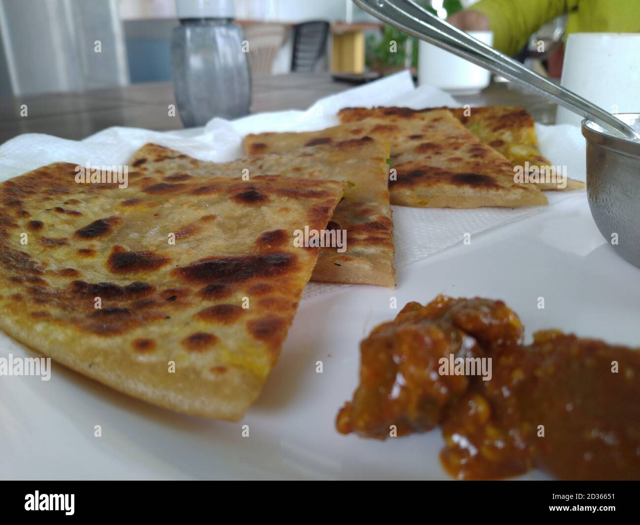 Tasty Indian breakfast, Parathas with curd and tea, Indian Breakfast ...