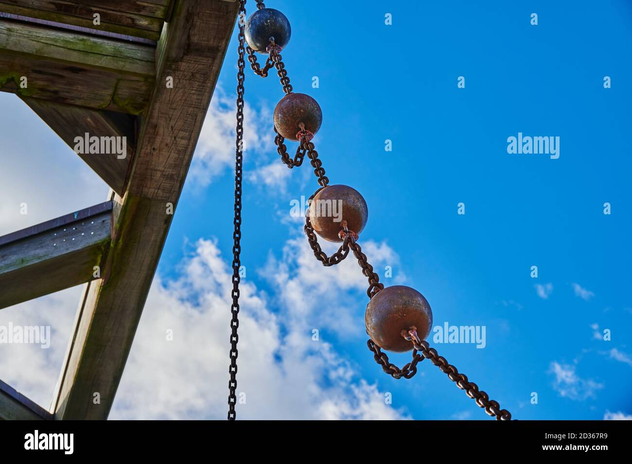 Detailed view of one of the oldest and still functional wooden bascule ...