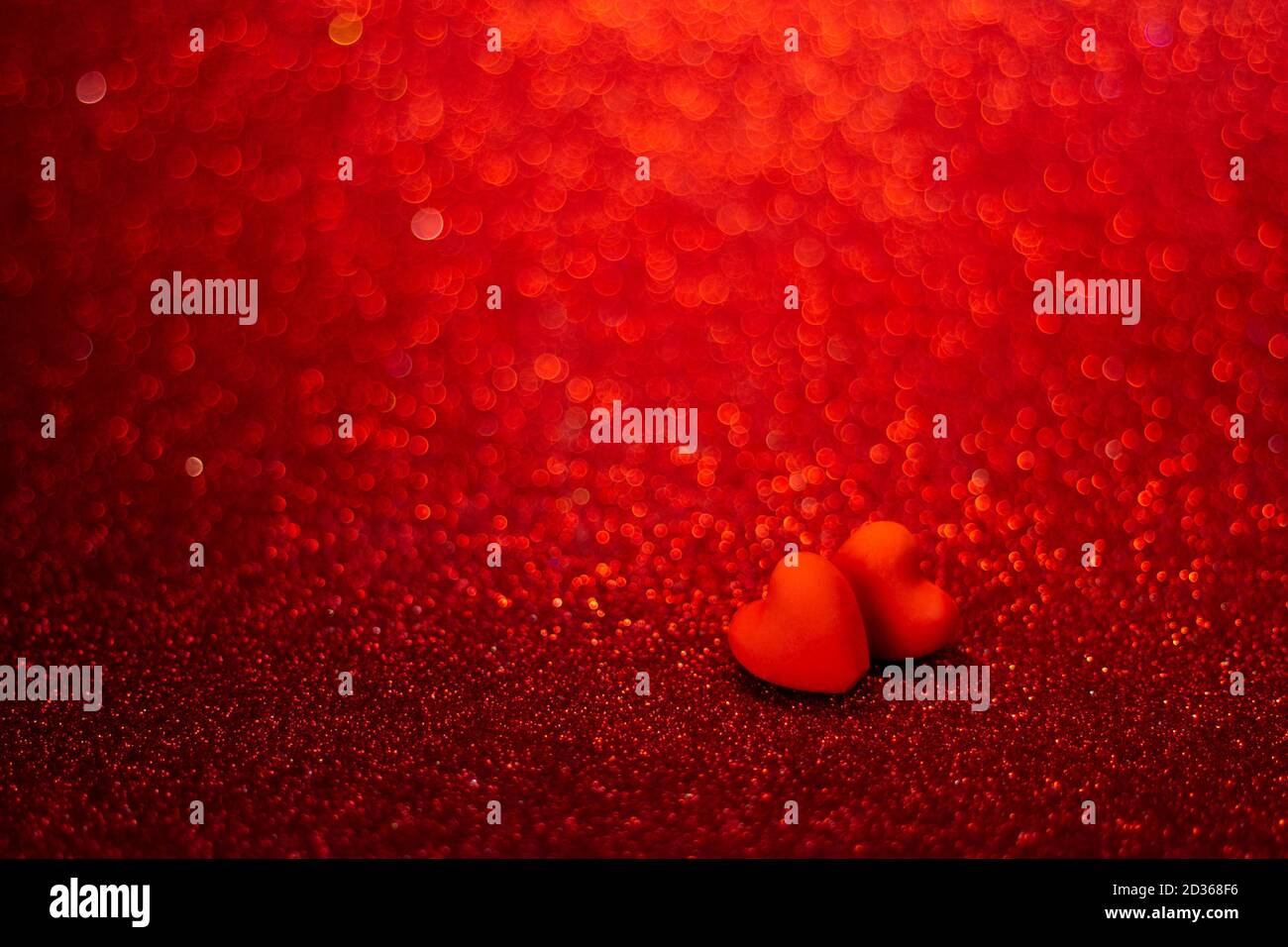 Tow heart on red romantic bokeh background. Hart in love image ...