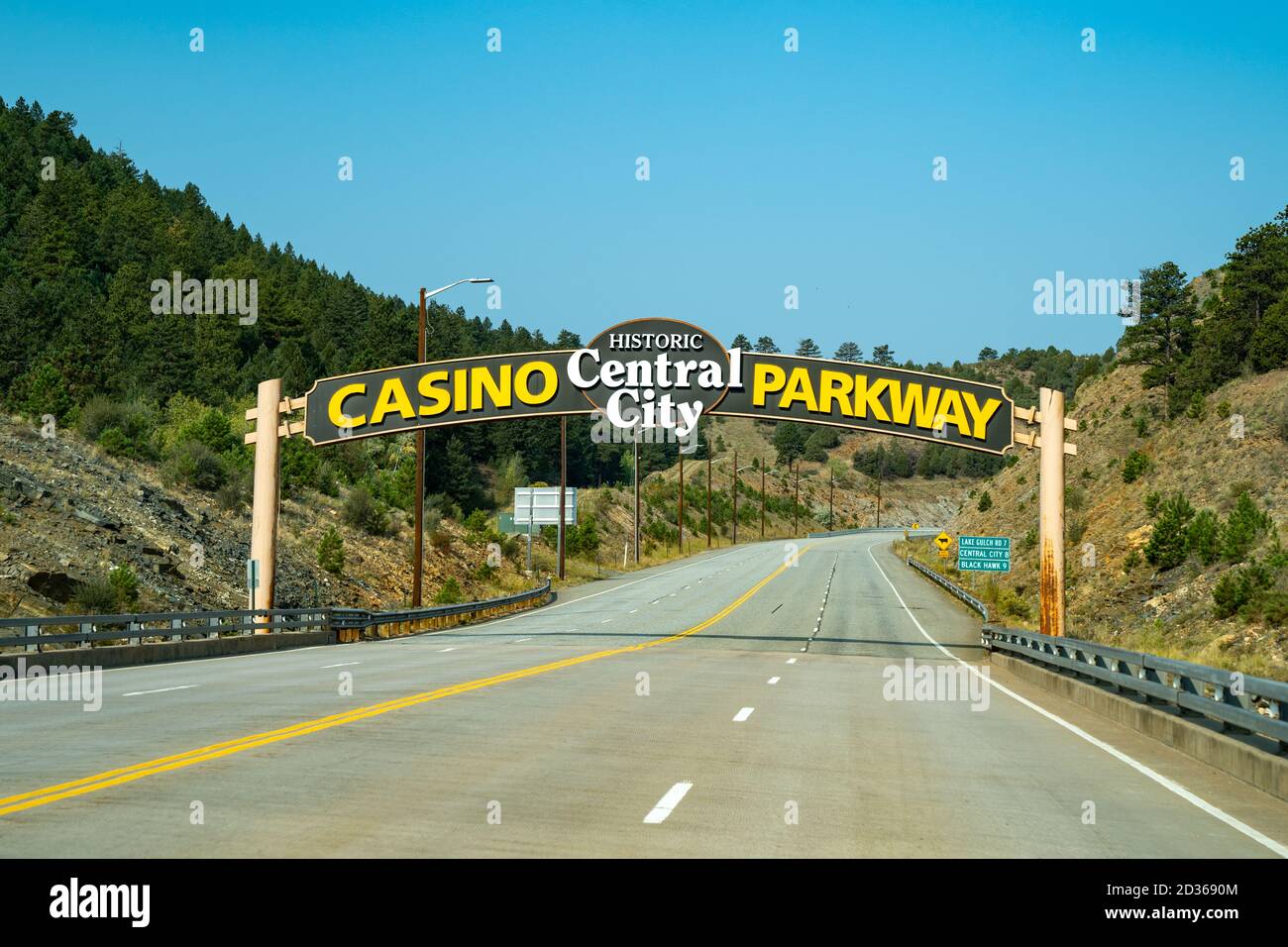 Central City, Colorado - September 18, 2020: Banner sign over the road ...