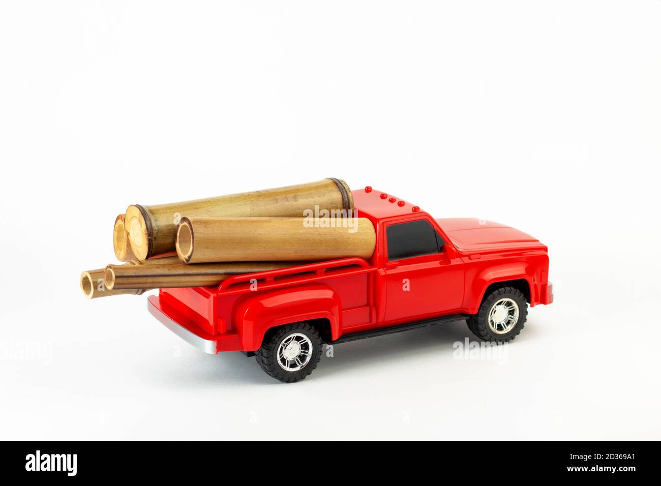Ecological construction and development concept. Red trendy pickup ...