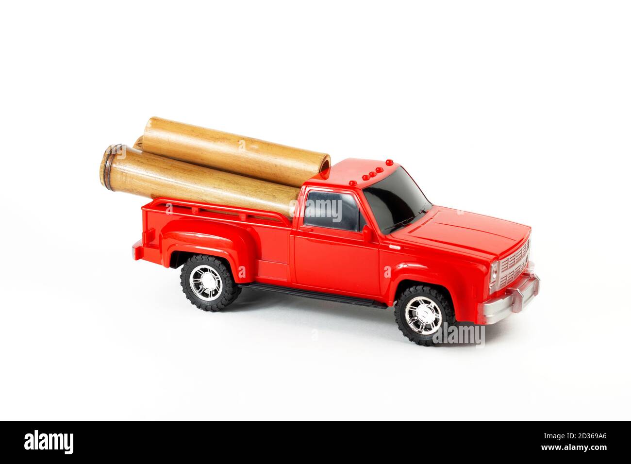 Ecological construction and development concept. Red trendy pickup ...