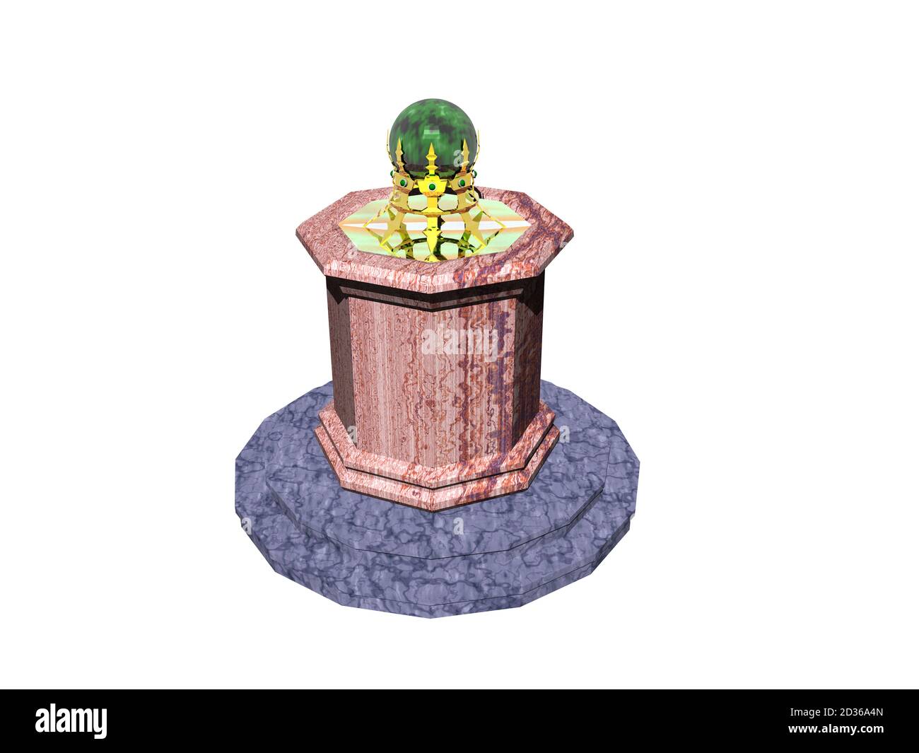 noble stone base with golden stand and green glass ball Stock Photo - Alamy