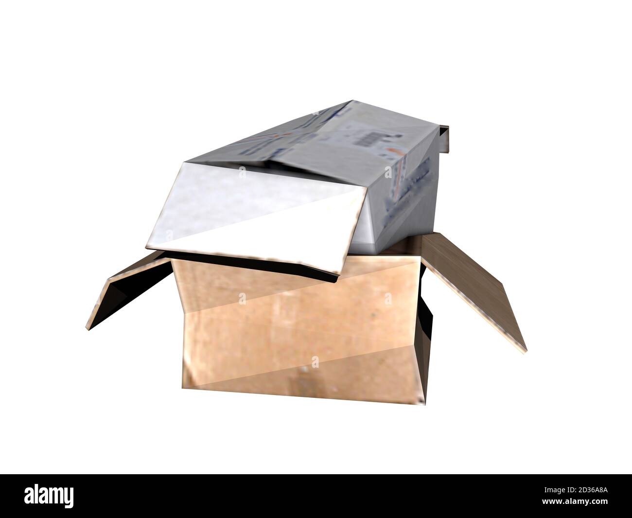 old battered cardboard boxes Stock Photo - Alamy