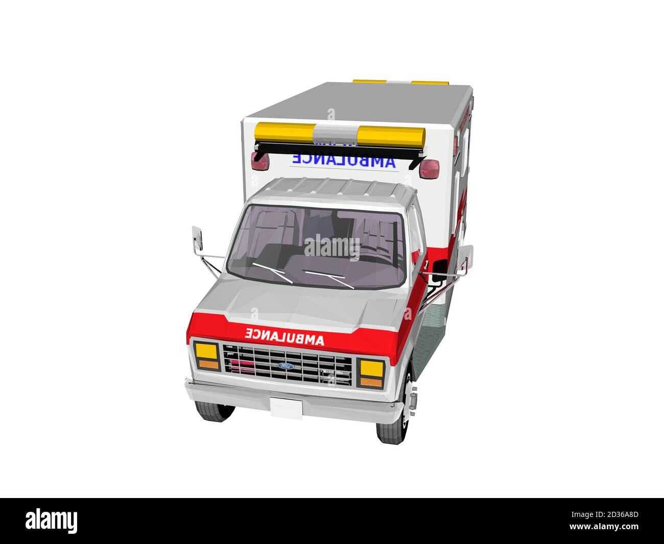 red white ambulance on the street Stock Photo - Alamy