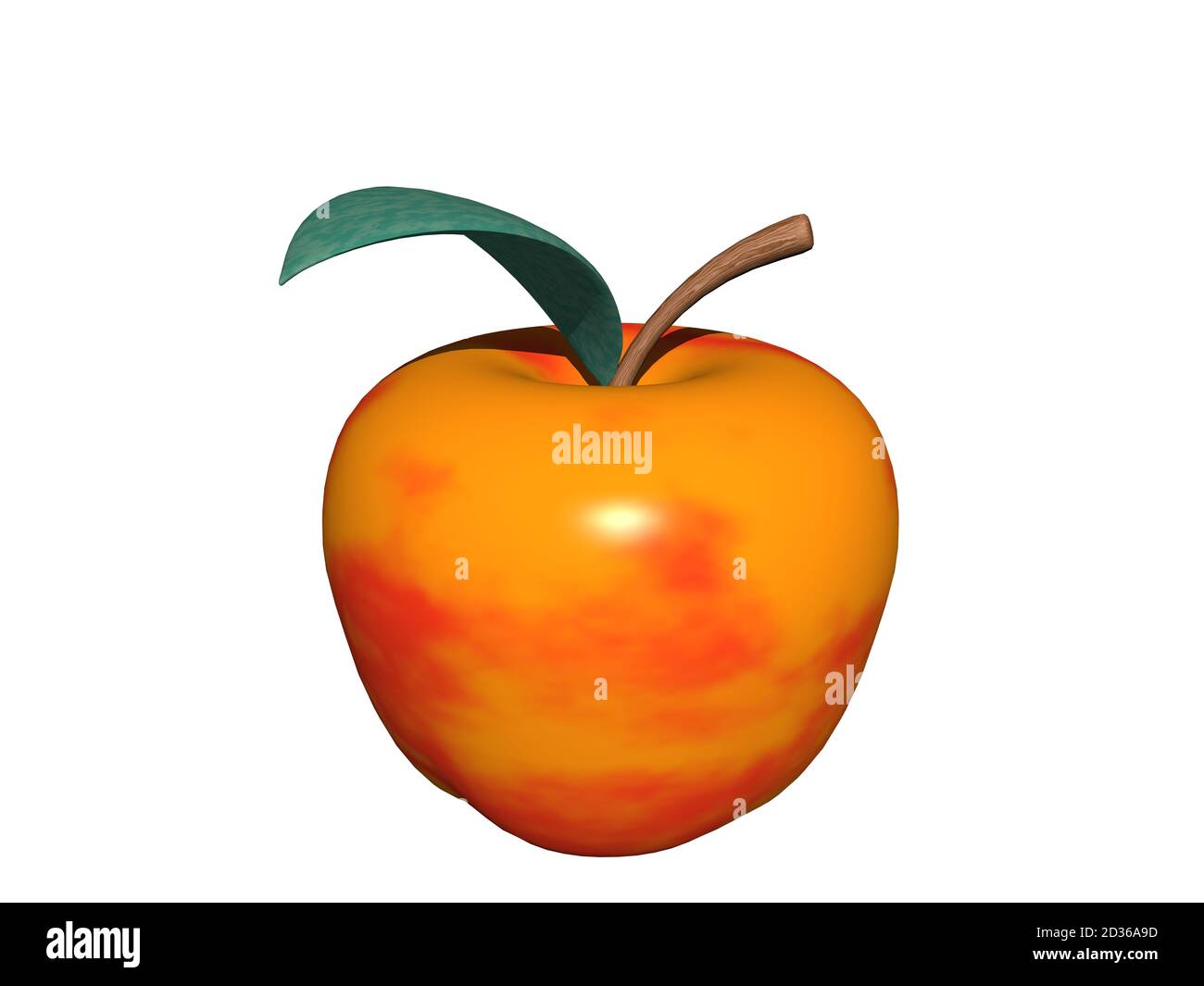red-cheeked apple with stem and leaf Stock Photo - Alamy