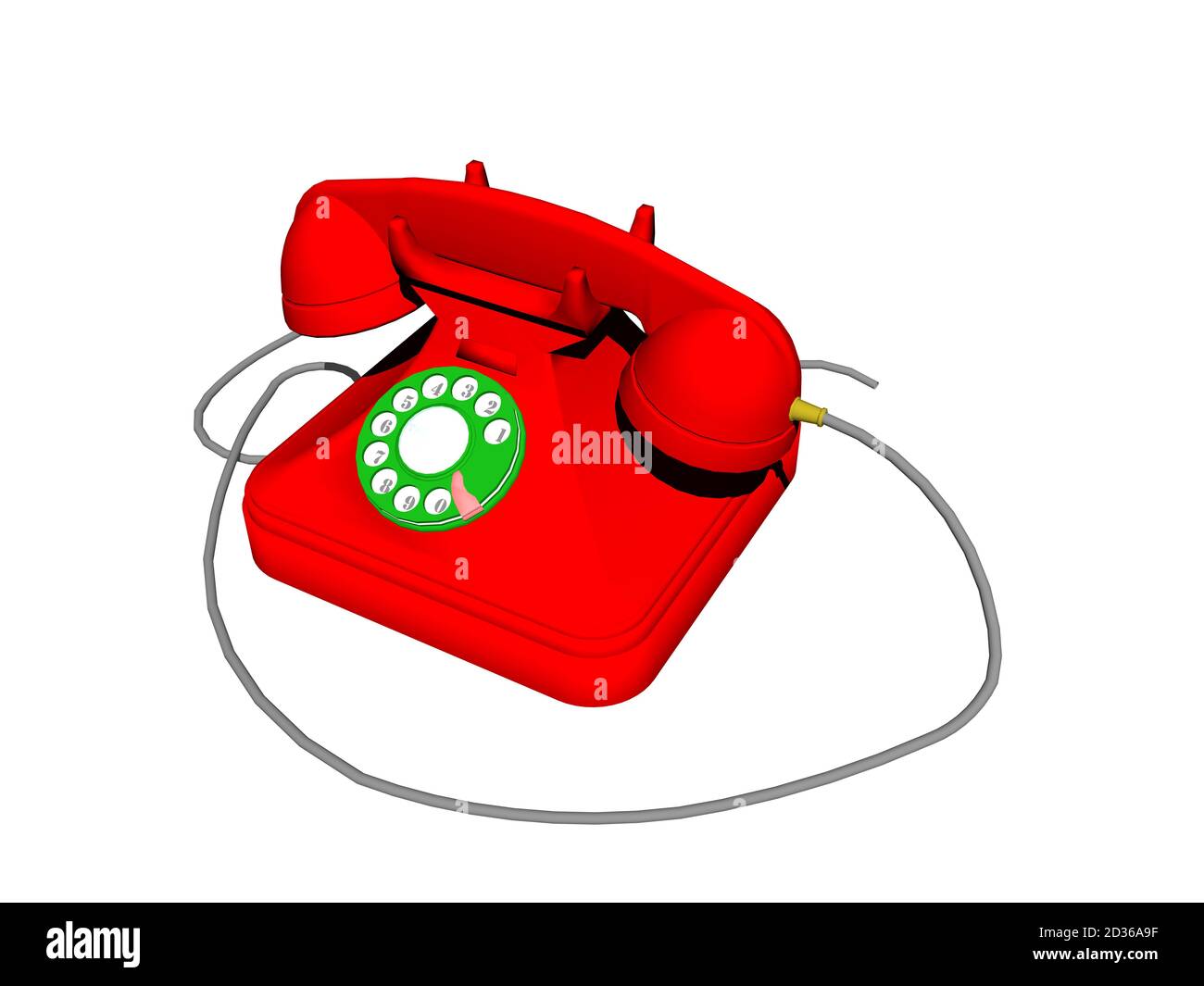 red phone with cord and dial Stock Photo - Alamy