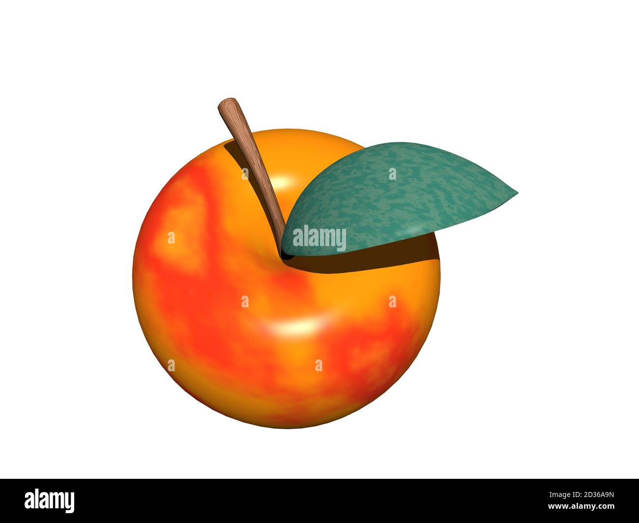 red-cheeked apple with stem and leaf Stock Photo - Alamy
