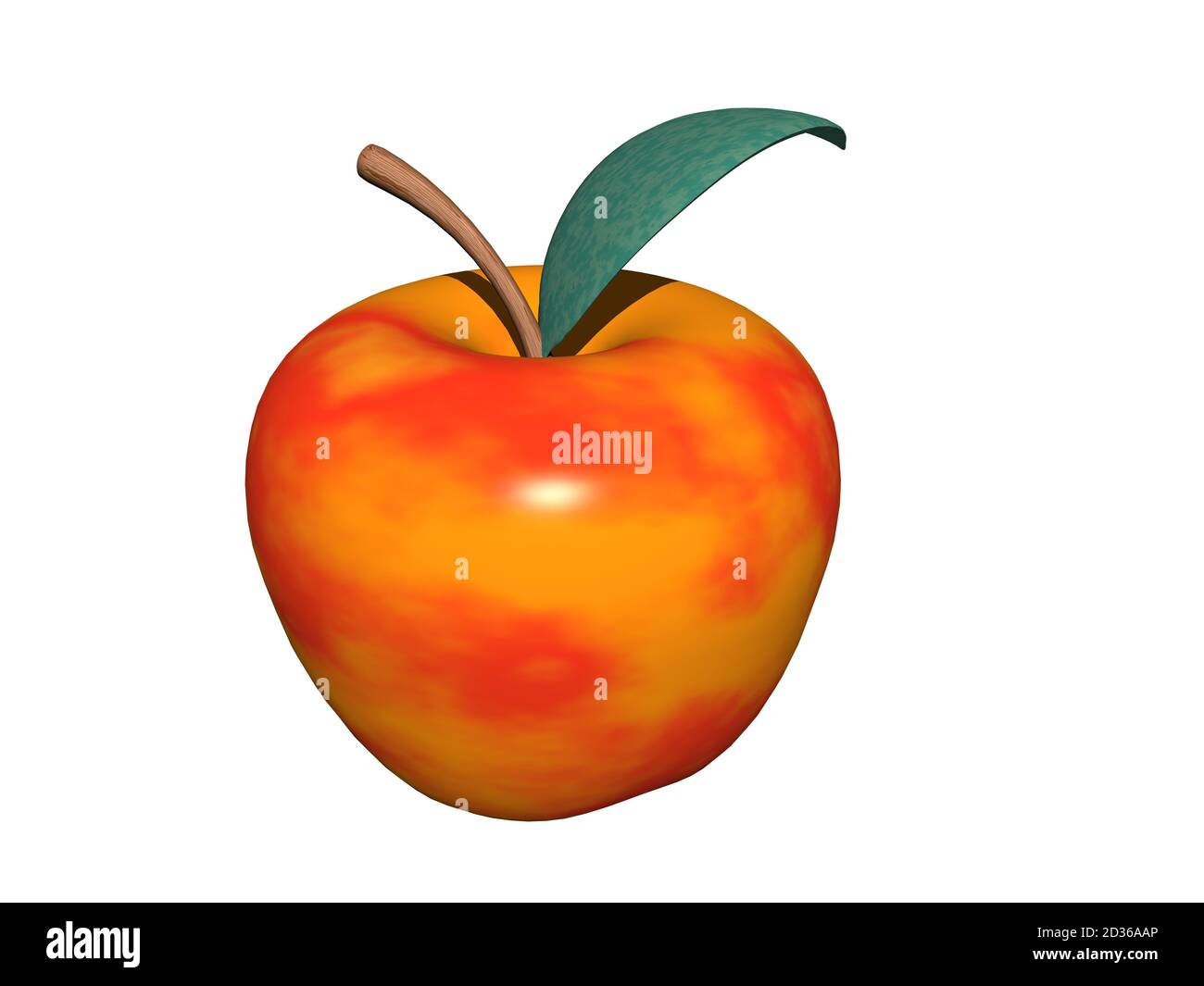 red-cheeked apple with stem and leaf Stock Photo - Alamy