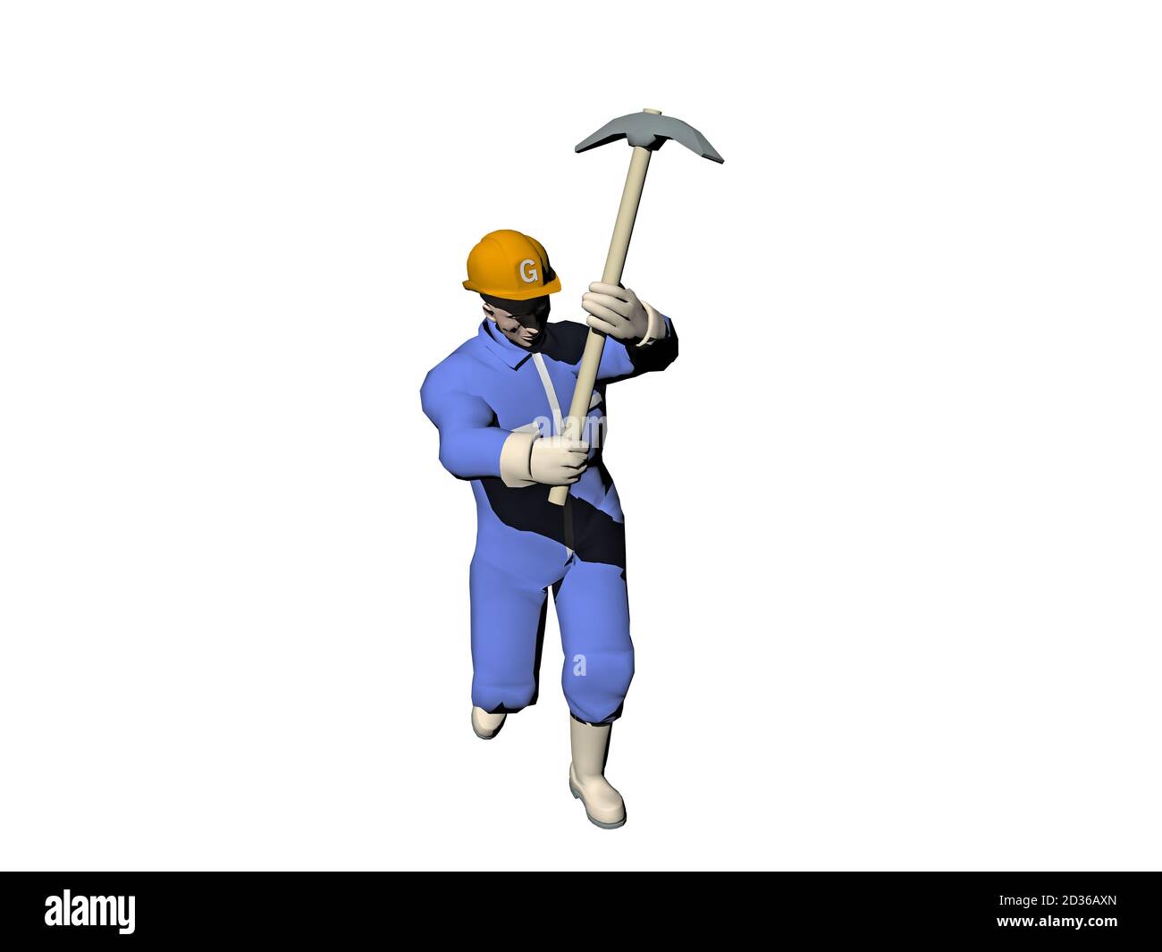 Miner in overalls with tools Stock Photo - Alamy