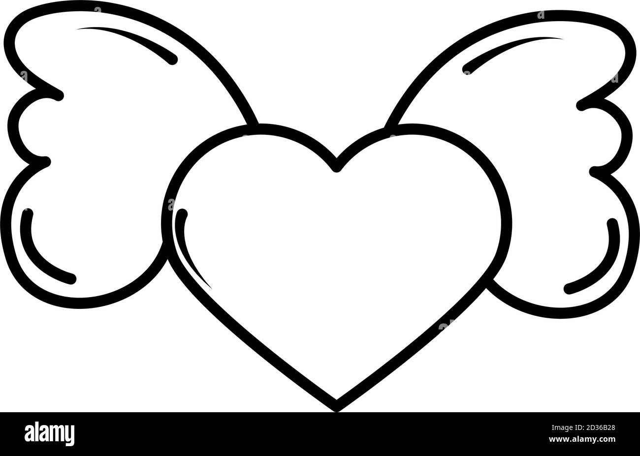 heart winged decoration pop art comic style, line icon vector ...