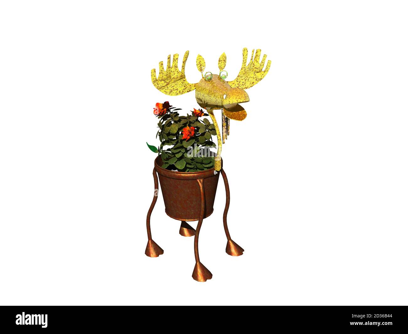 metallic moose frame for planters with plants Stock Photo - Alamy