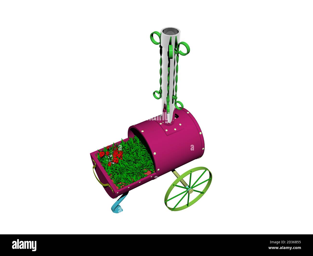 red metallic flower pot with wheels Stock Photo - Alamy