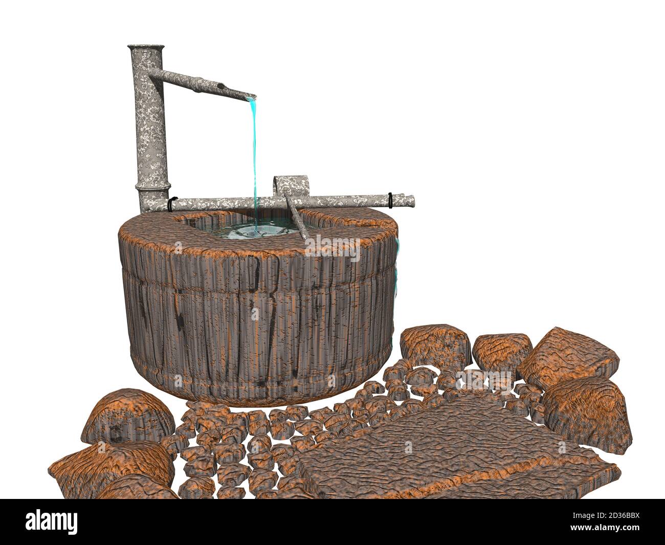 round fountain with running water Stock Photo - Alamy