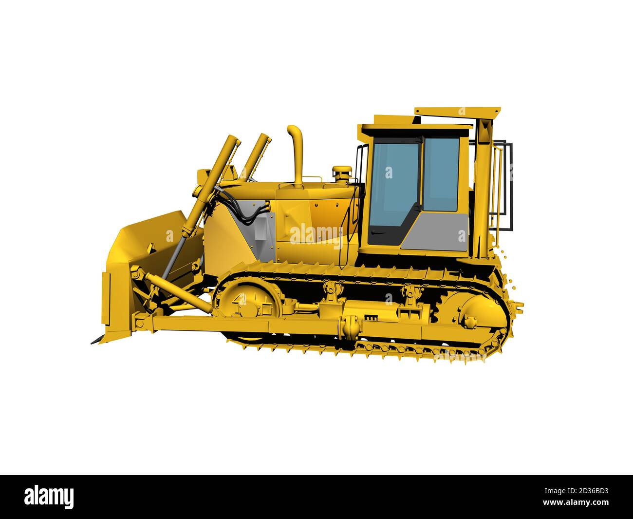 yellow bulldoser on construction site Stock Photo - Alamy