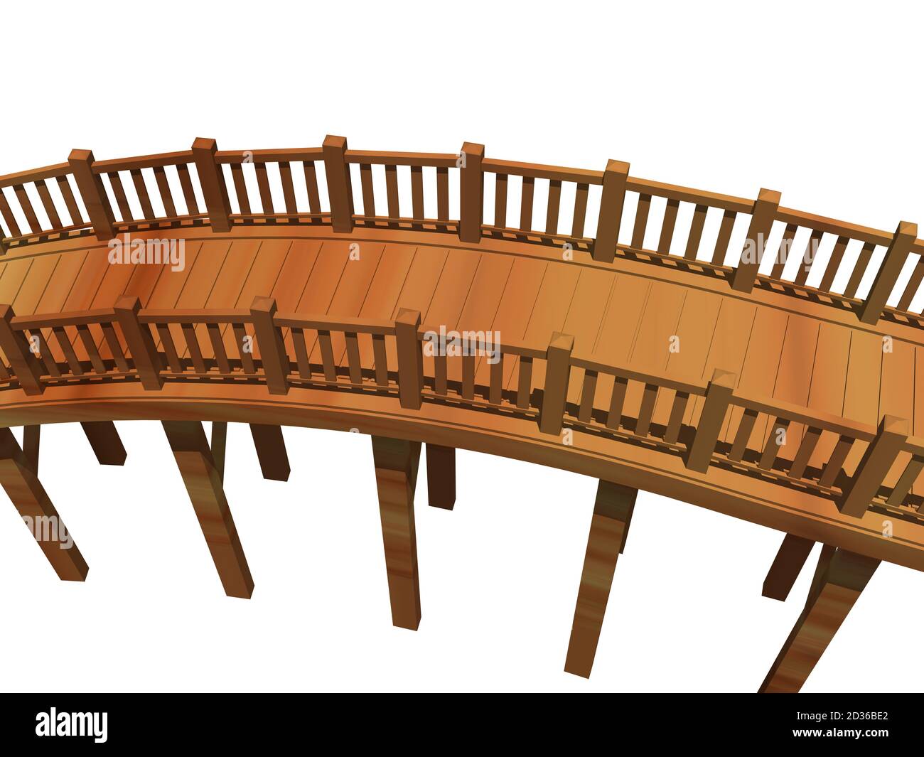 wooden curved stand bridge over the water Stock Photo - Alamy