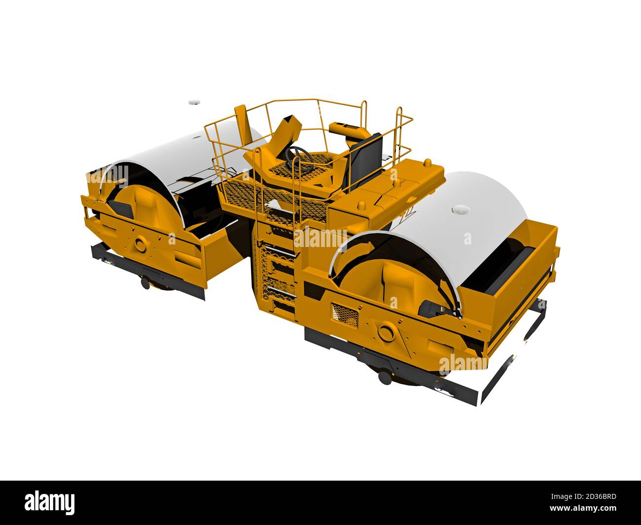 yellow steamroller in road construction Stock Photo - Alamy