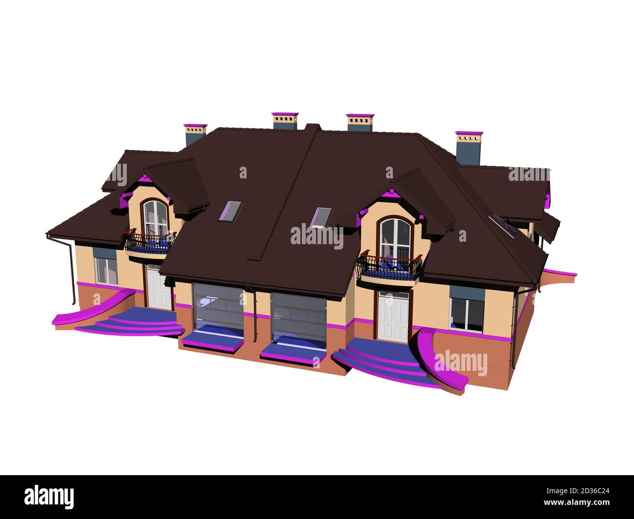 large luxury semi-detached house with reed roof Stock Photo - Alamy