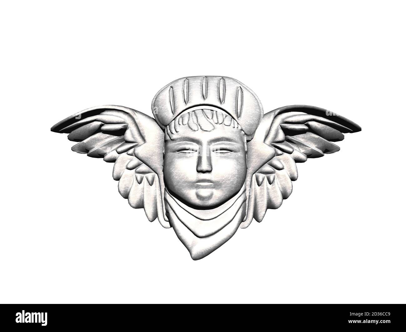 Angel face with plaster wings Stock Photo - Alamy