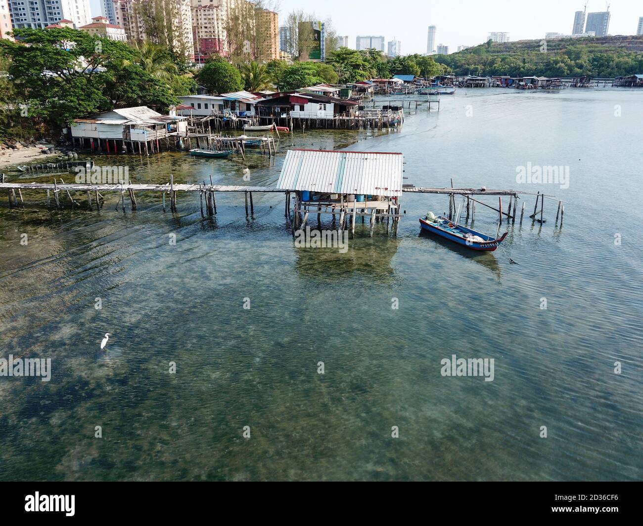 Aerial view fishing jetty jelutong hi-res stock photography and images ...