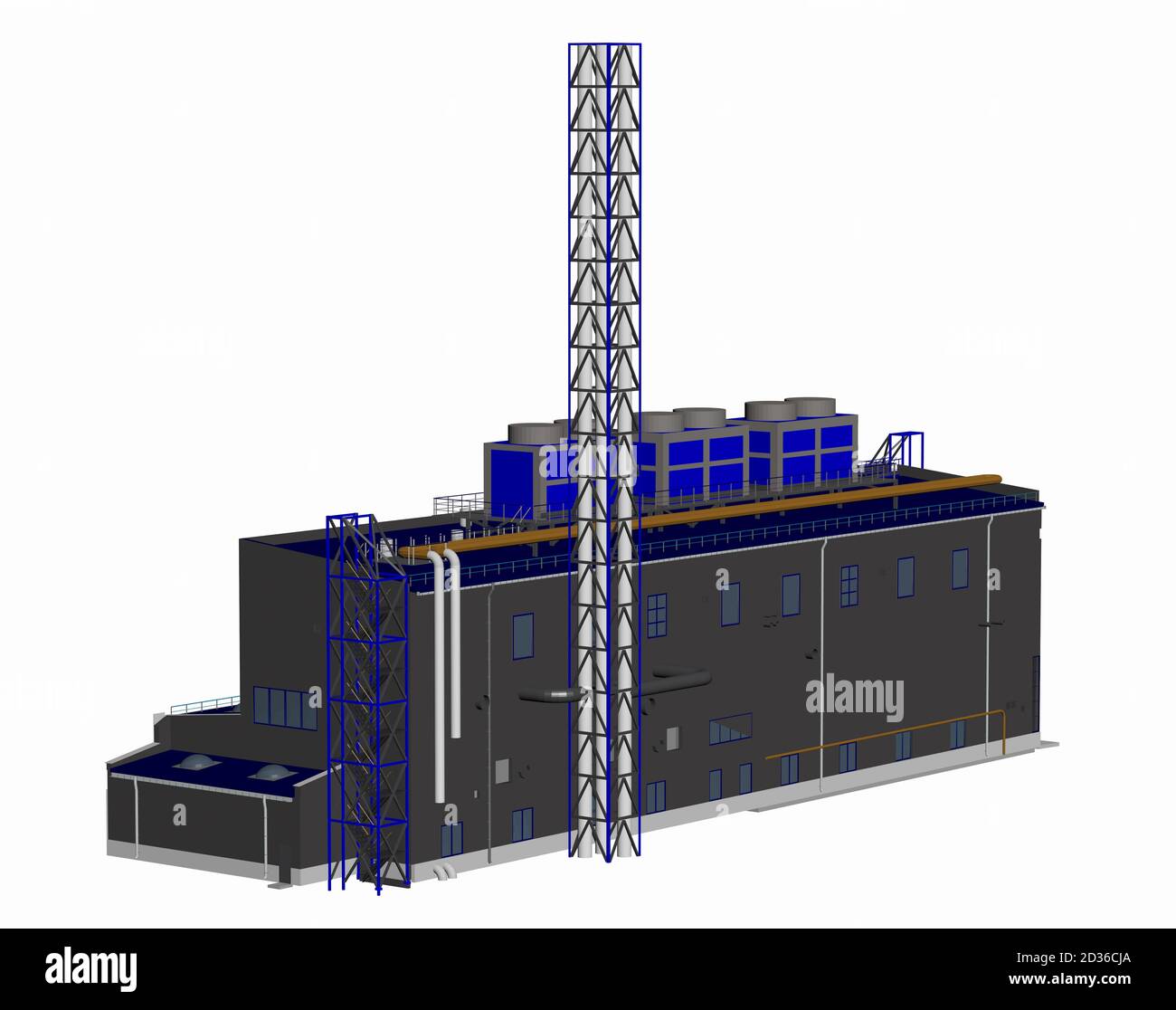 large factory with chimney Stock Photo - Alamy