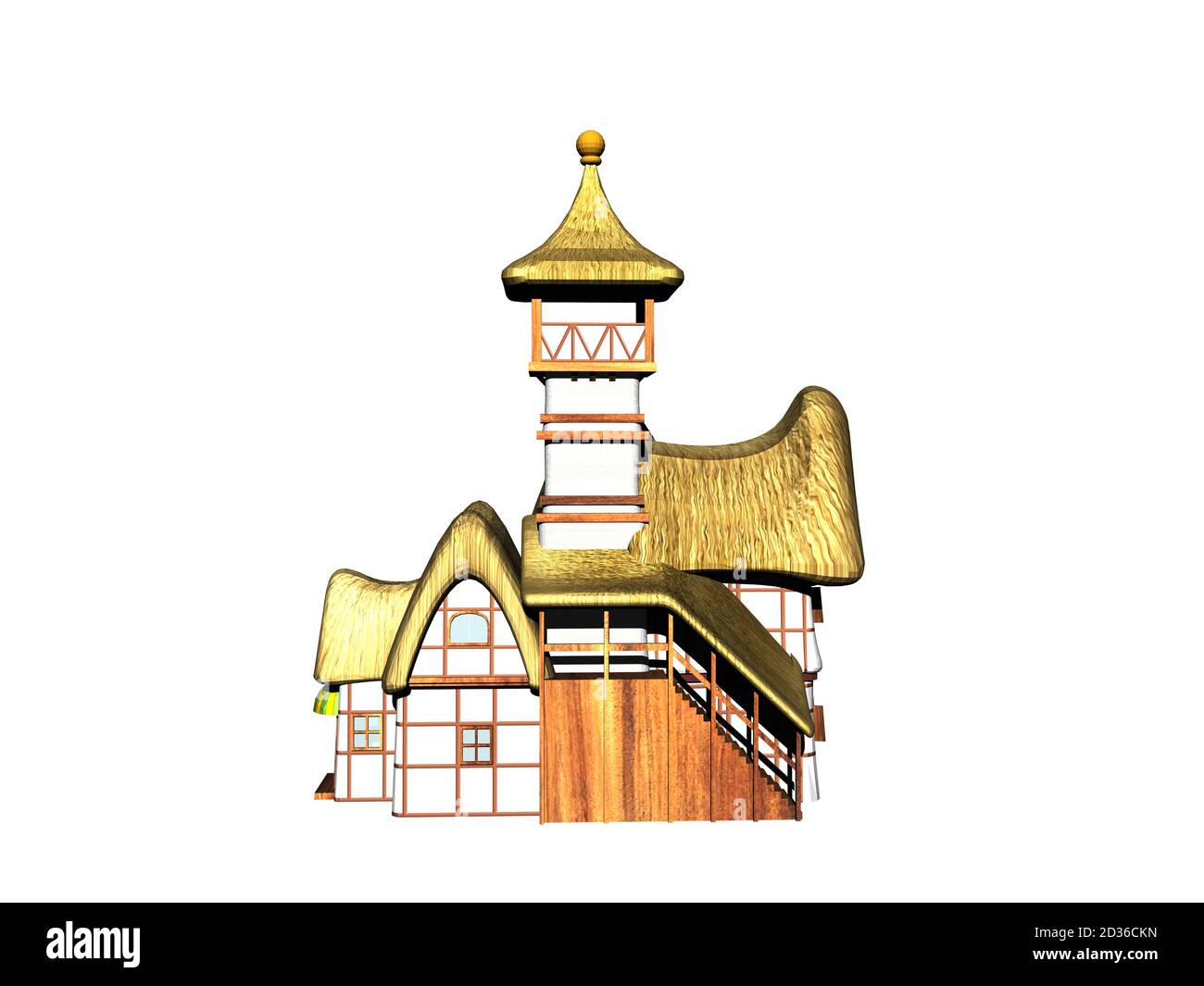 colorful cartoon dwarf house with turret Stock Photo - Alamy