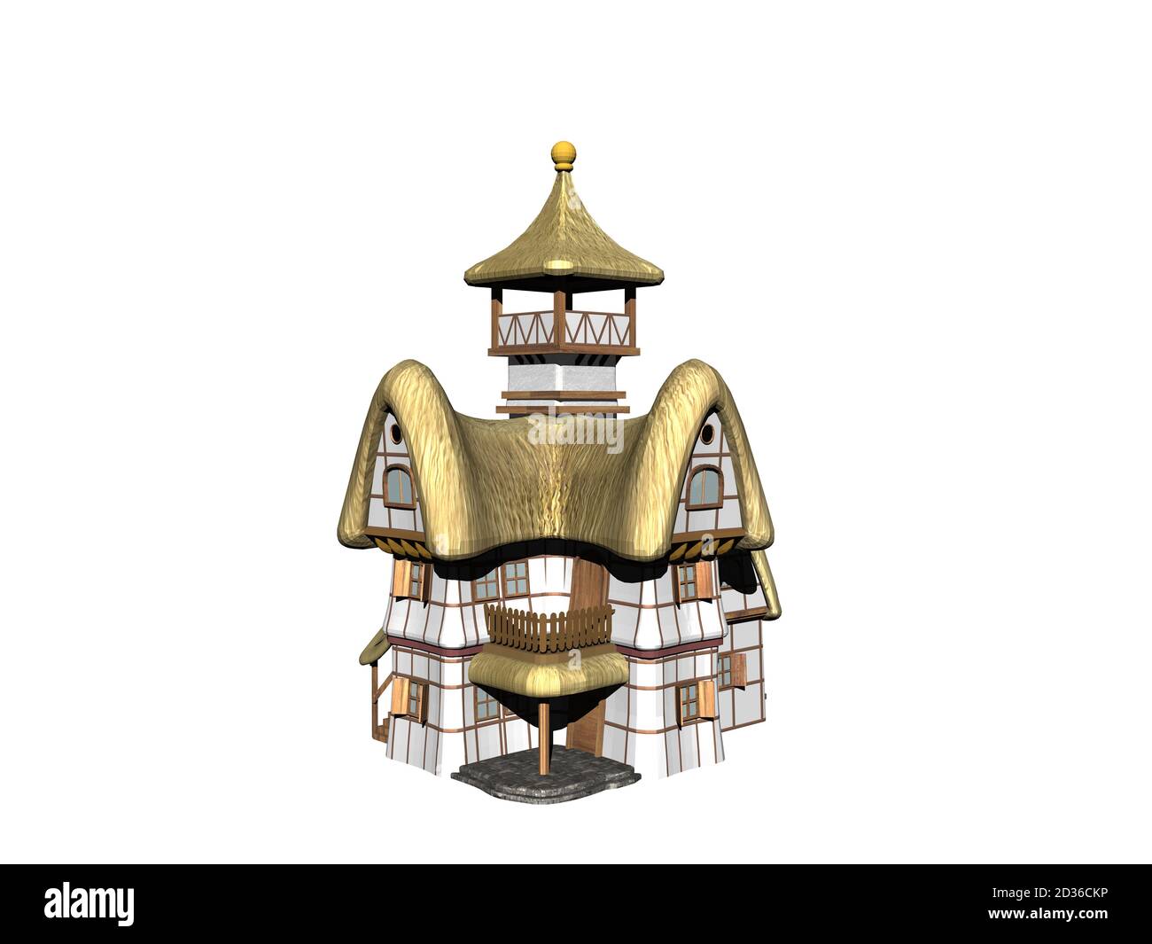 colorful cartoon dwarf house with turret Stock Photo - Alamy