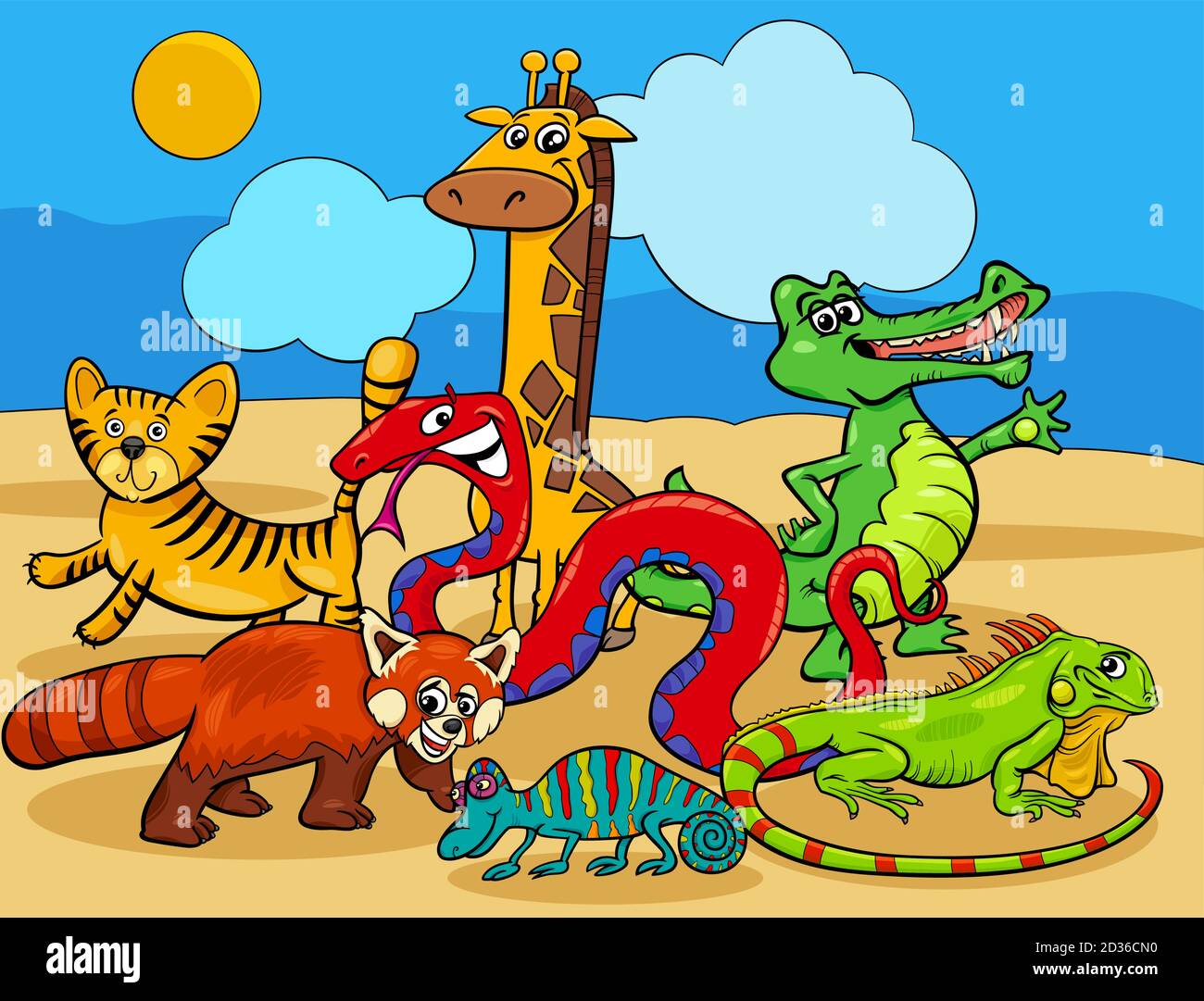Cartoon Illustration of Wild Animals Comic Characters Group Stock ...