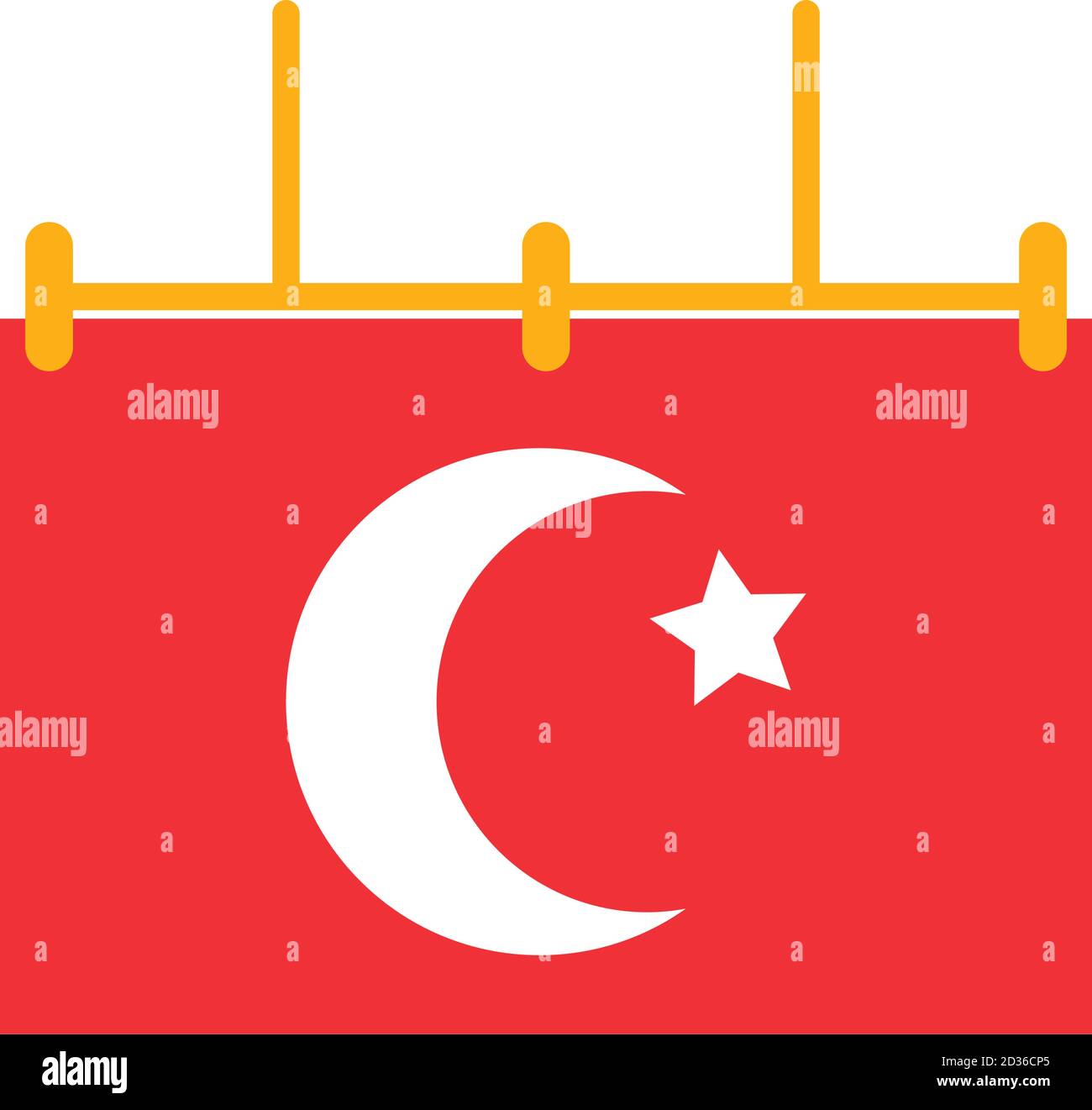 calendar with turkey flag icon over white background, flat style ...