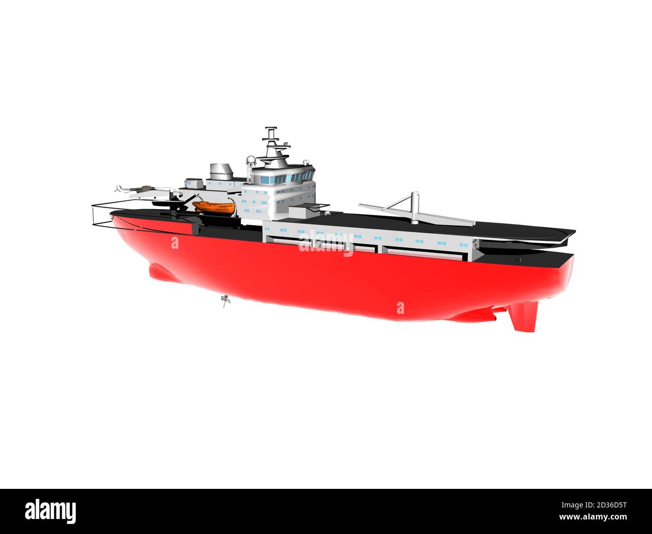 large cargo ship painted red Stock Photo - Alamy