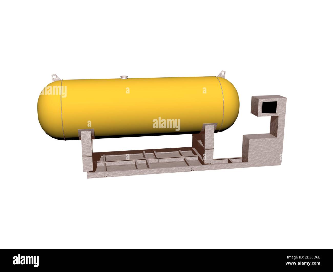 yellow steel tank for fuel on rack Stock Photo - Alamy