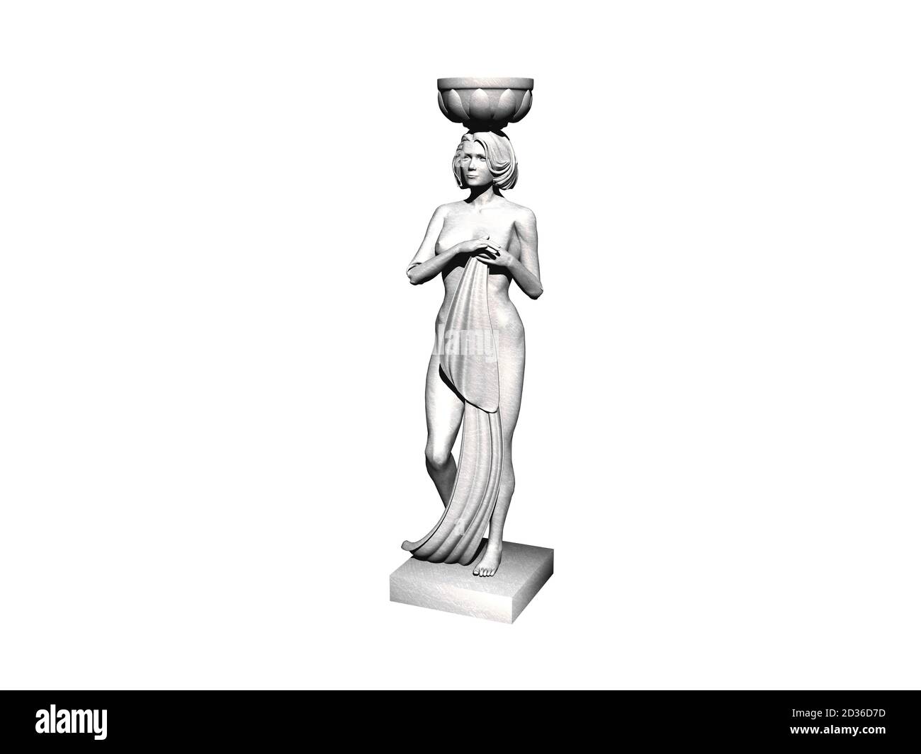 stone elegant female figure with basket on her head Stock Photo - Alamy