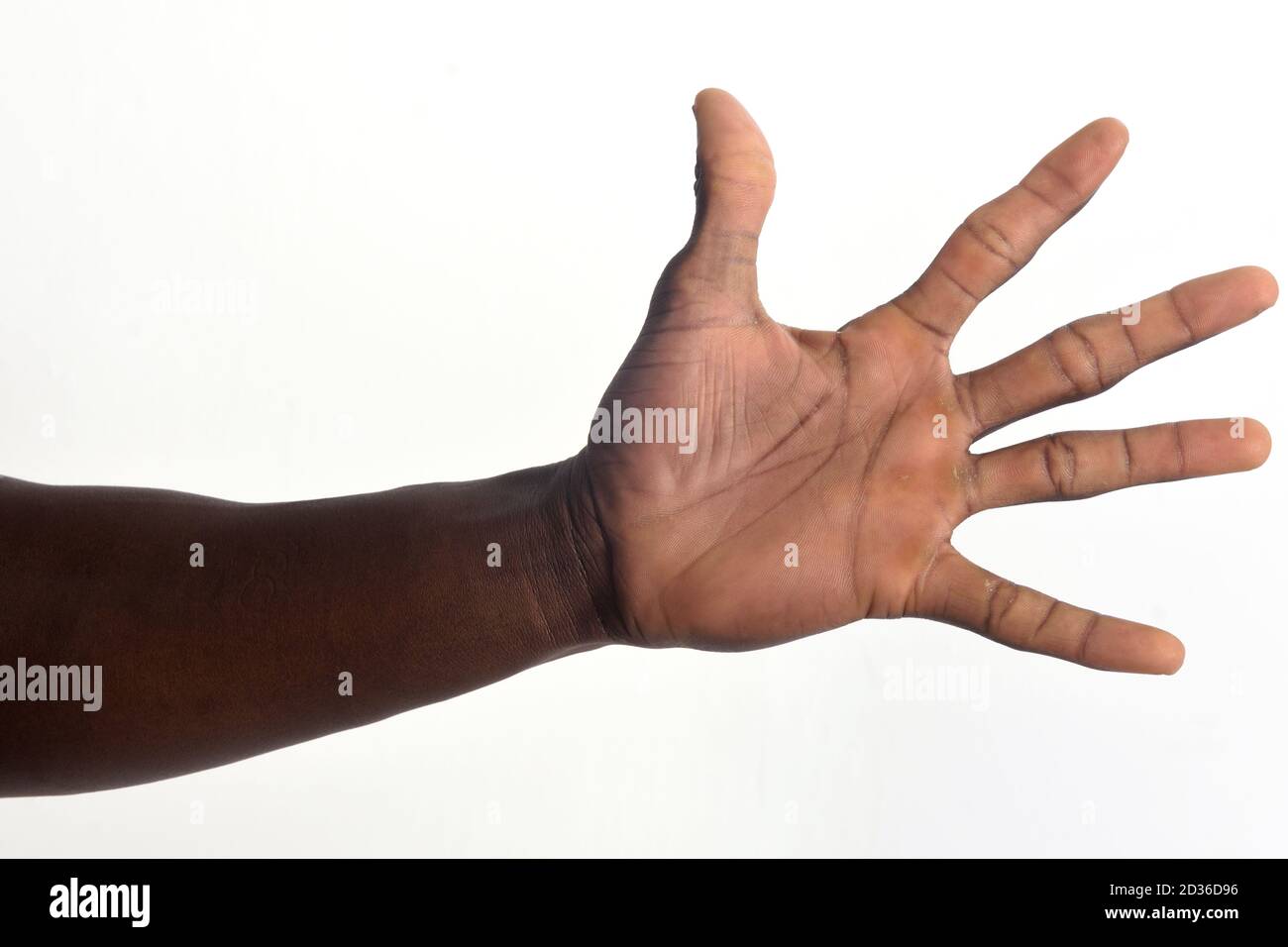 palm of the hand of a african man on white background Stock Photo - Alamy