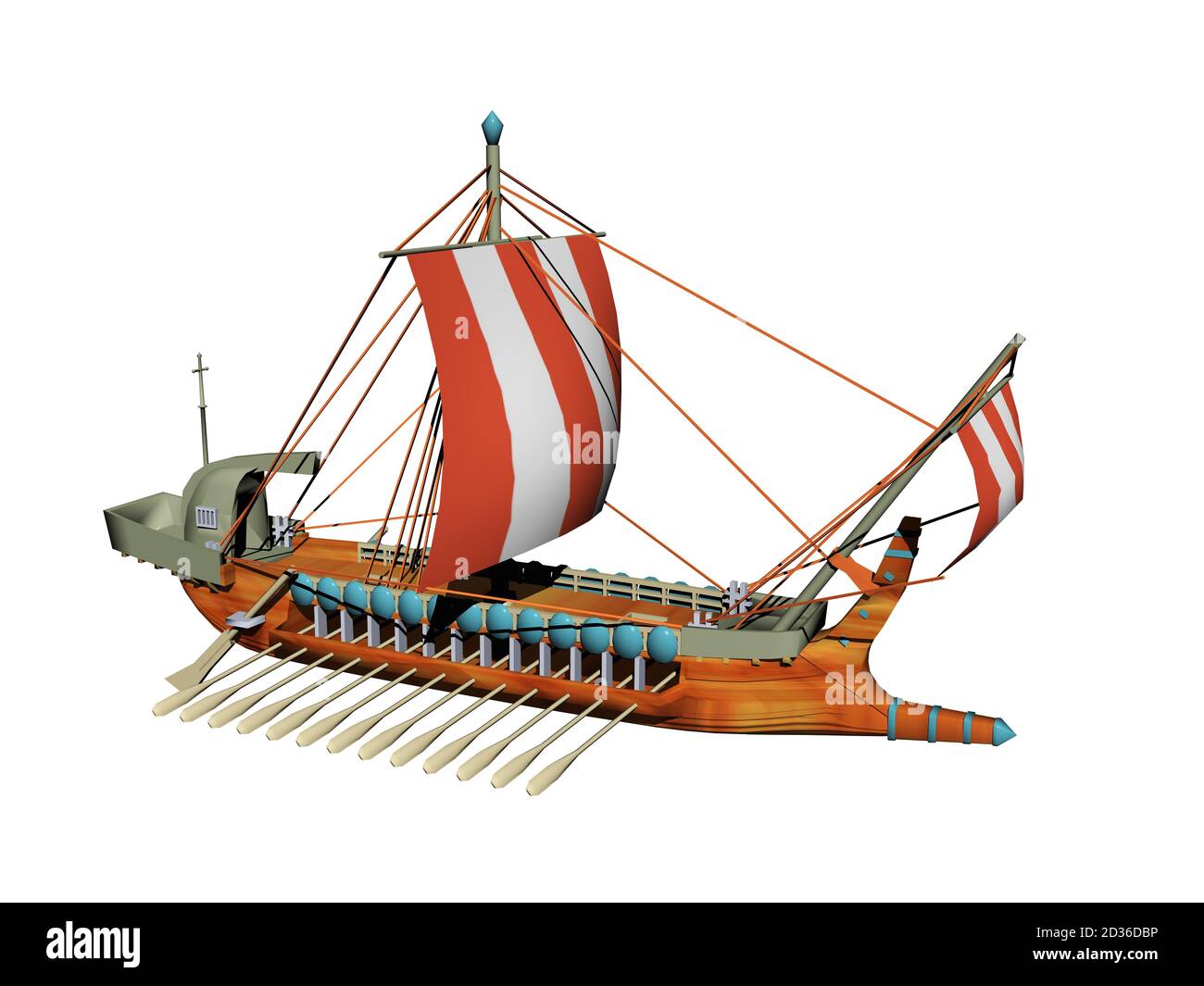 antique galley with oars and sails Stock Photo - Alamy