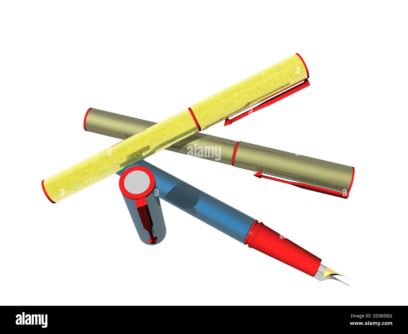 colorful fountain pen with cap and ink Stock Photo - Alamy