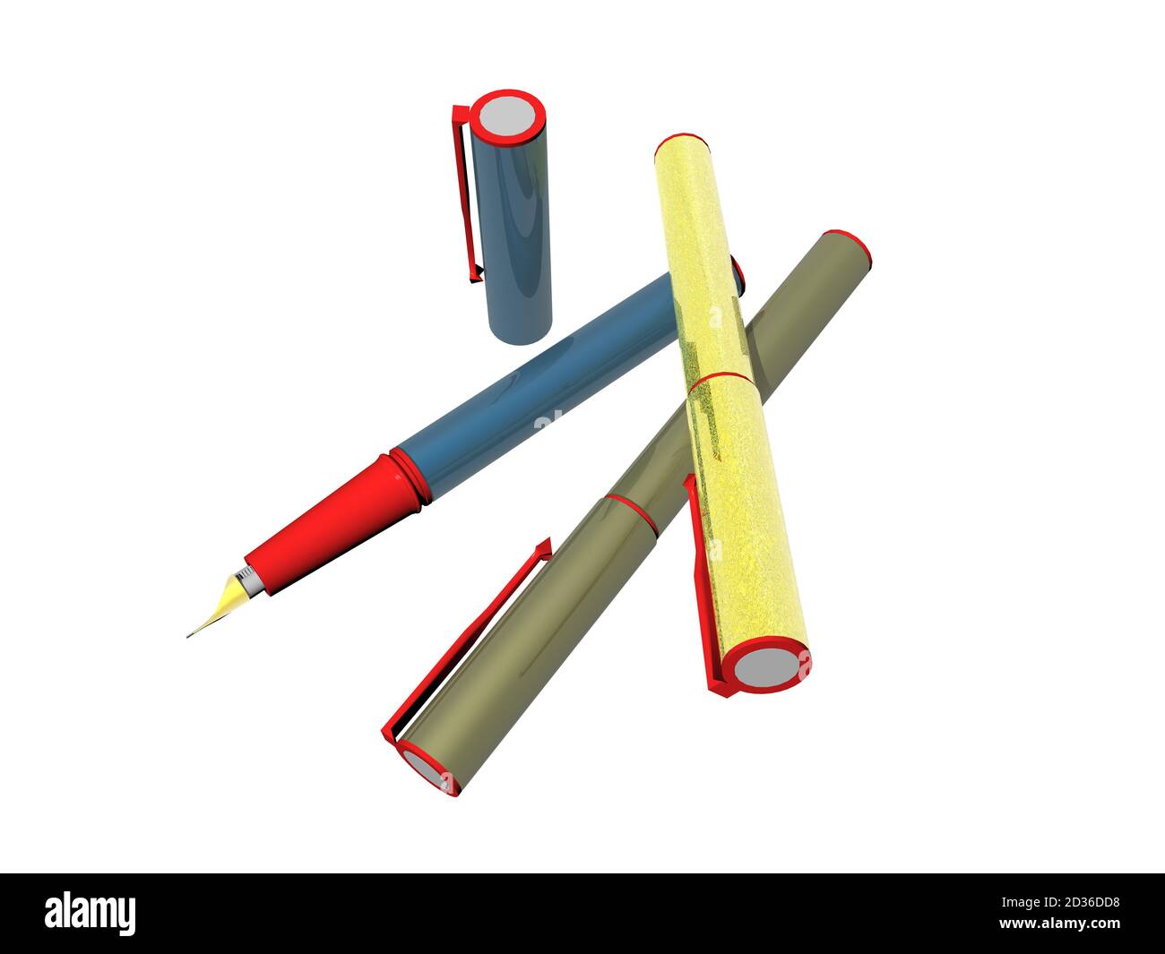 colorful fountain pen with cap and ink Stock Photo - Alamy