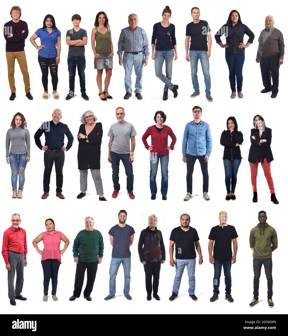 large group of mixed people on white background Stock Photo - Alamy