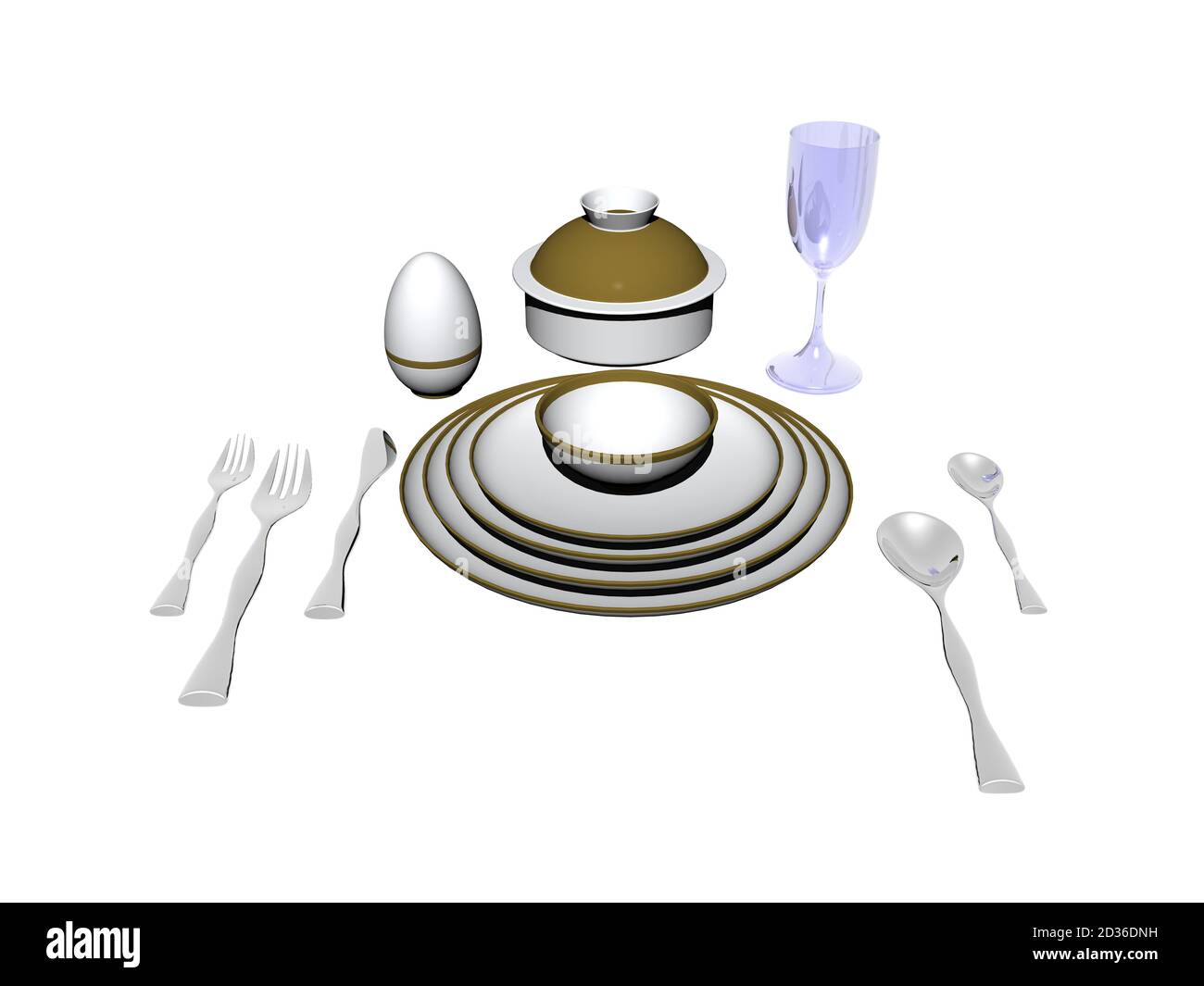 Plates cups cutlery Cut Out Stock Images & Pictures - Alamy