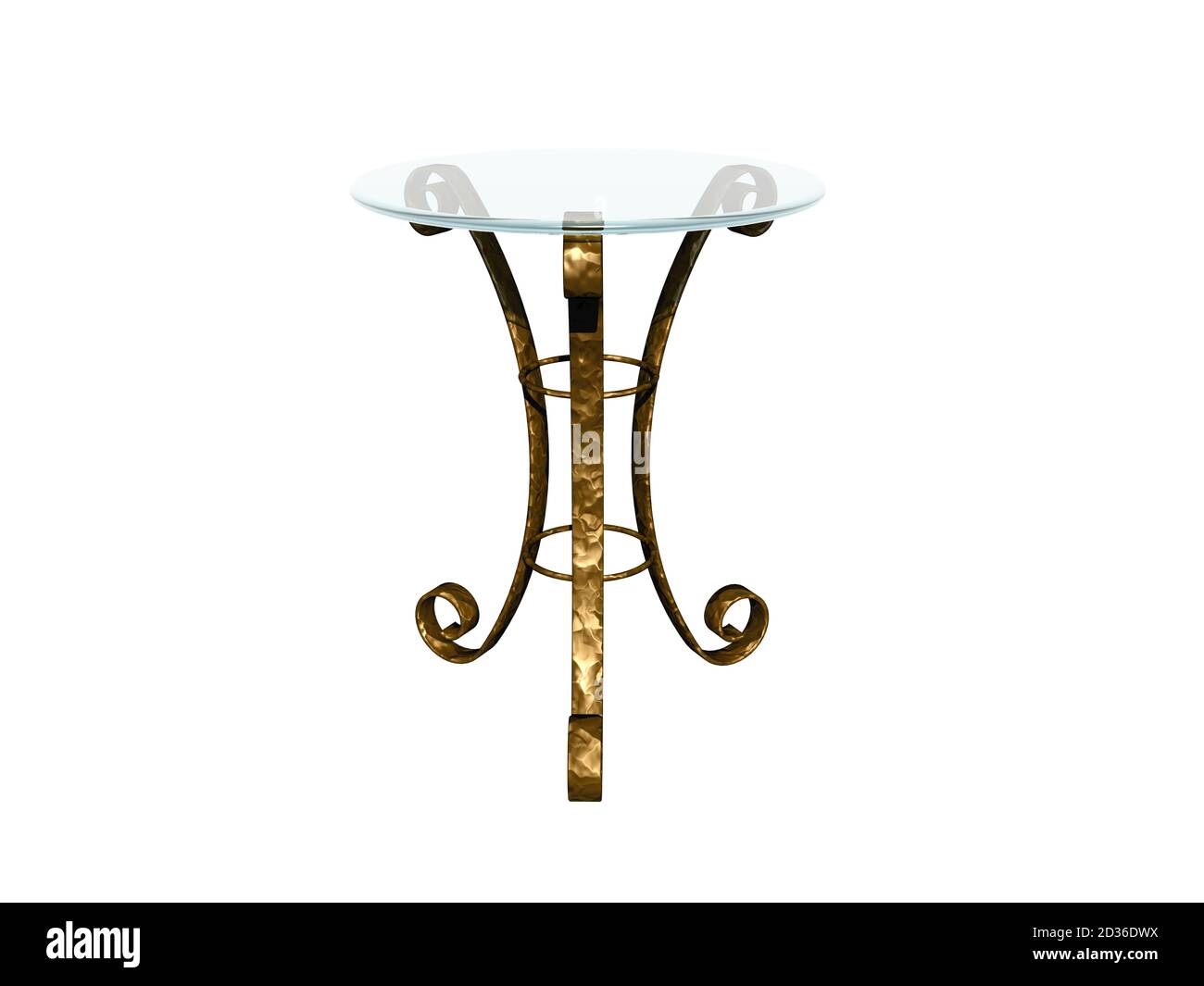metallic side table with round glass top Stock Photo - Alamy