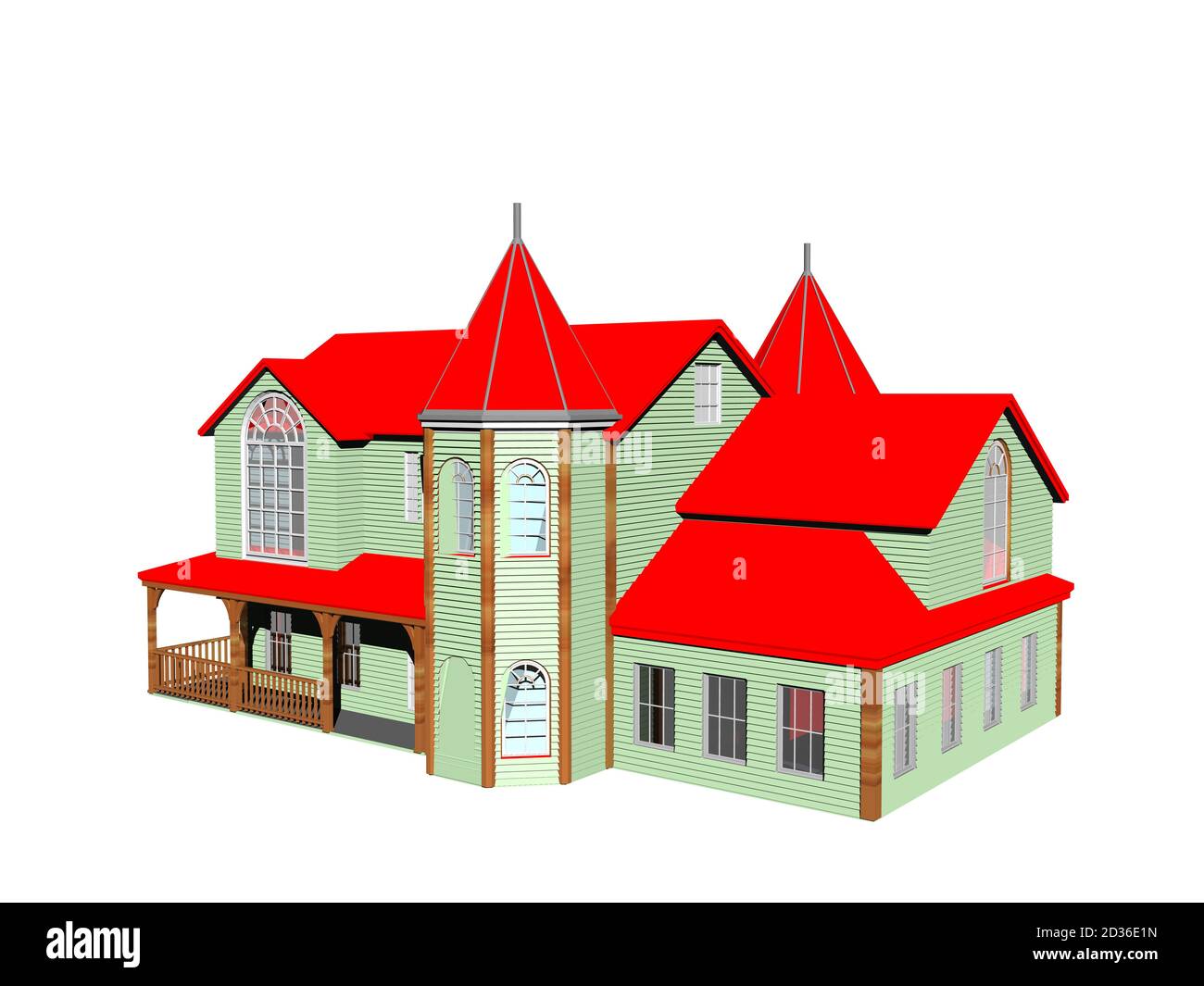 large house with red roof and tower Stock Photo - Alamy