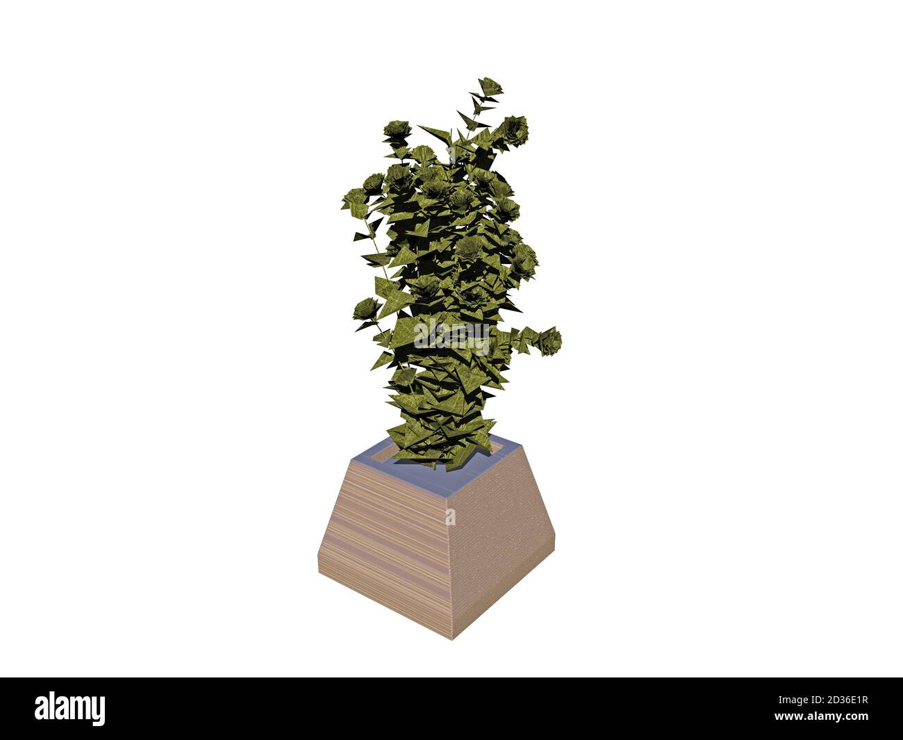 angular flower pot with green plant on trellis Stock Photo - Alamy
