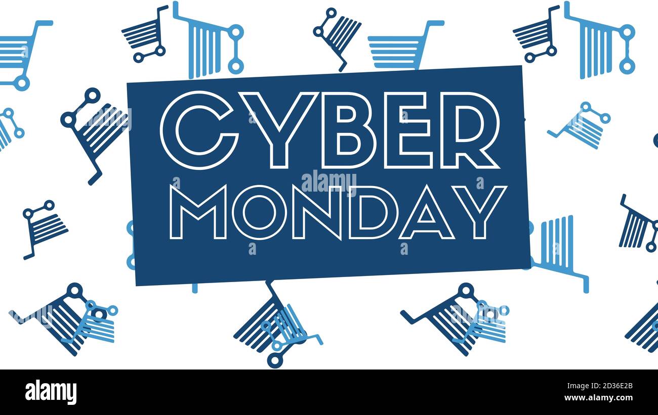 Illustration to promote Cyber Monday. White background with shopping ...